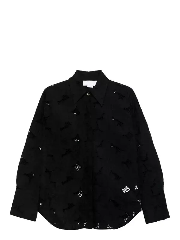 GENNY Floral-embroidered Shirt - Black