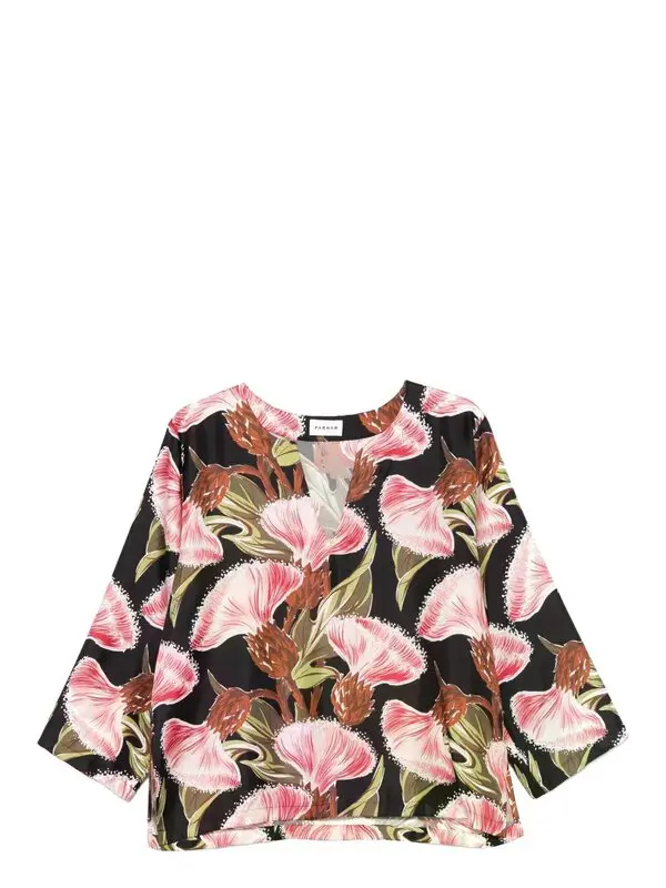 P.a.r.o.s.h Floral-print Blouse - Black