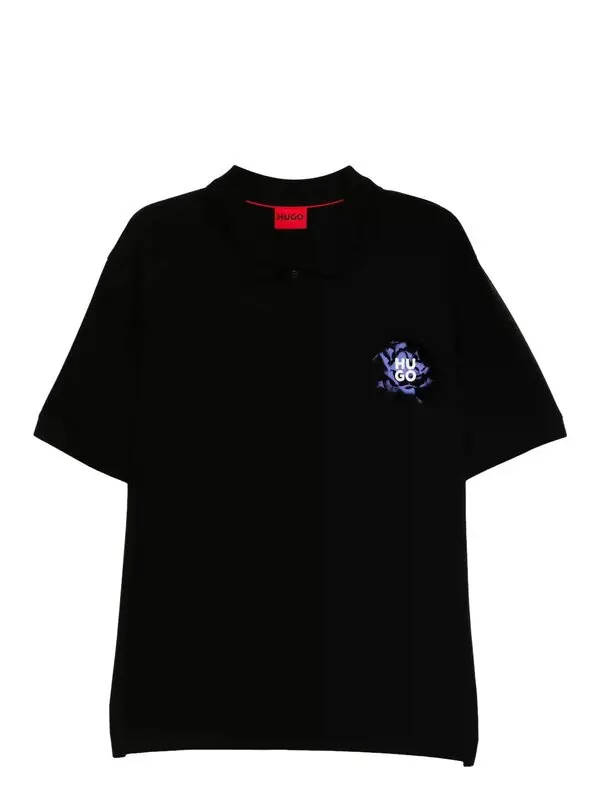 Hugo Logo-print Polo Shirt - Black