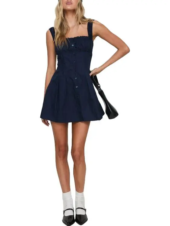 Princess Polly Wait For You Cotton Mini Dress - Navy