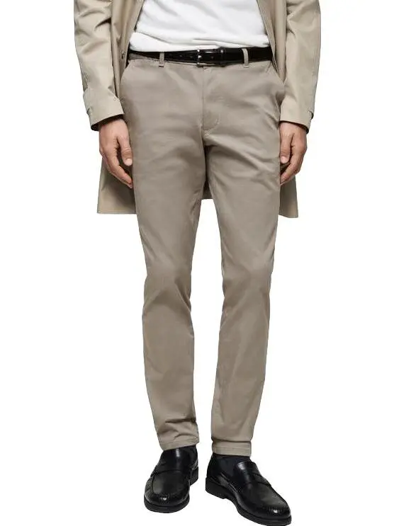 Mango Serge Slim Fit Twill Chino Pants - Grey