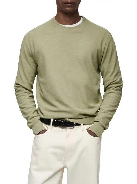 Mango Microstructure Crewneck Sweater - Green Apple