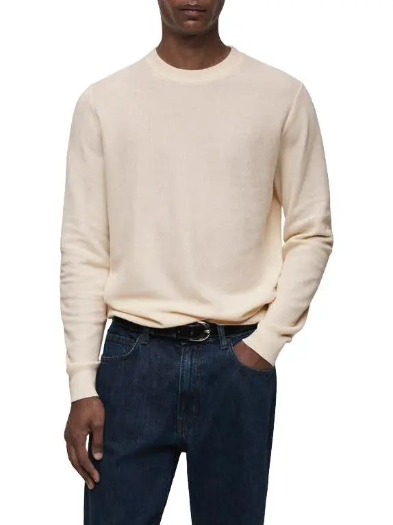 Mango Microstructure Crewneck Sweater - Off White