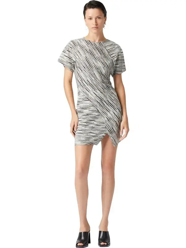 Missoni Short-sleeved Mini-dress With Lamé Motif And Slit - Multicoloured