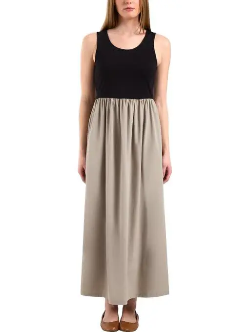CAPSULE 121 Fitted Top Gathered Skirt Dress - Black & Tan