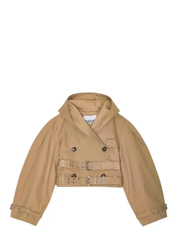 GANNI Hooded Jacket - Brown
