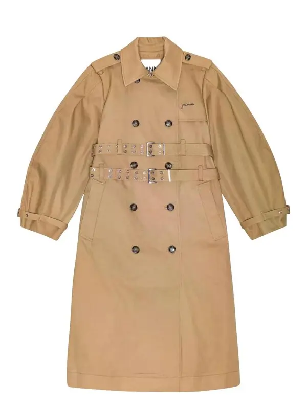 GANNI Belted Trench Coat - Brown