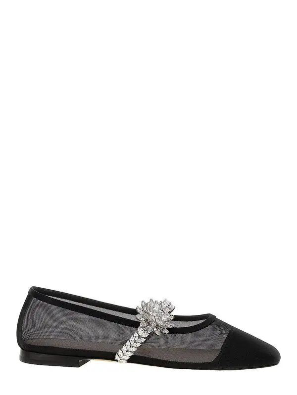 Mach & Mach Lotus Ballet Flats - Black