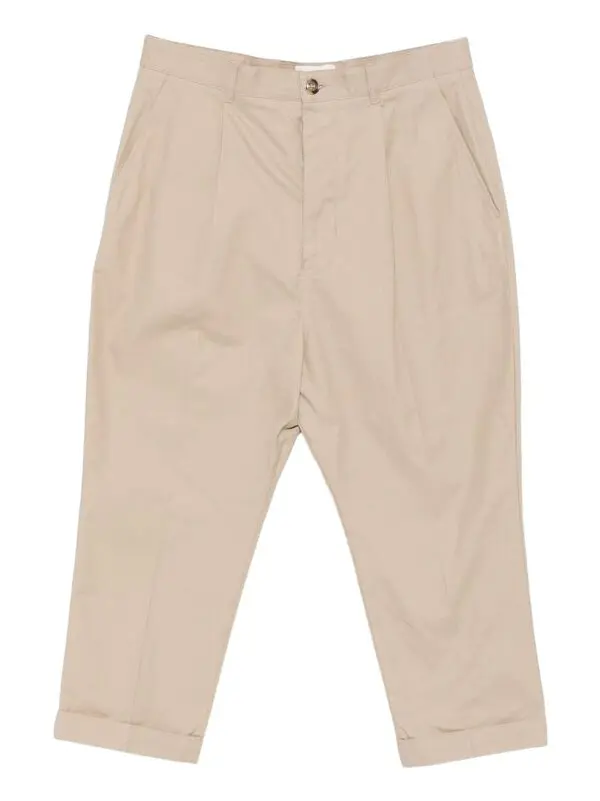 Ami Pleated Cotton Trousers - Beige