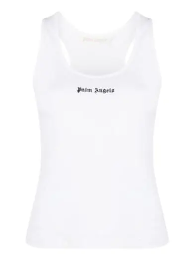 Palm Angels Classic Logo Rib Tank Top - White