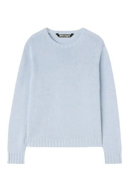 Palm Angels Curved Logo Sweater - Blue