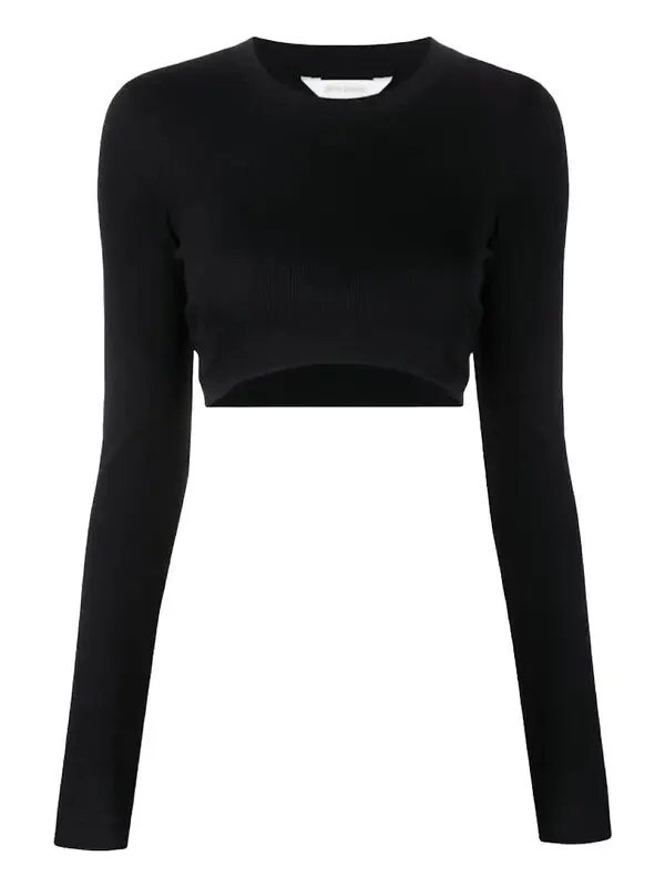 Palm Angels Fitted Ribbed Long Sleeve T-shirt - Black