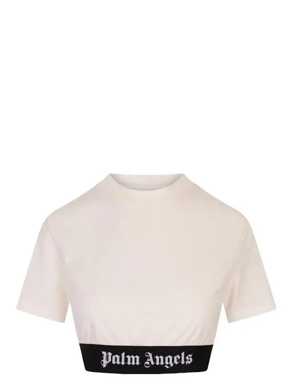 Palm Angels Logo Tape Crop T-shirt - White