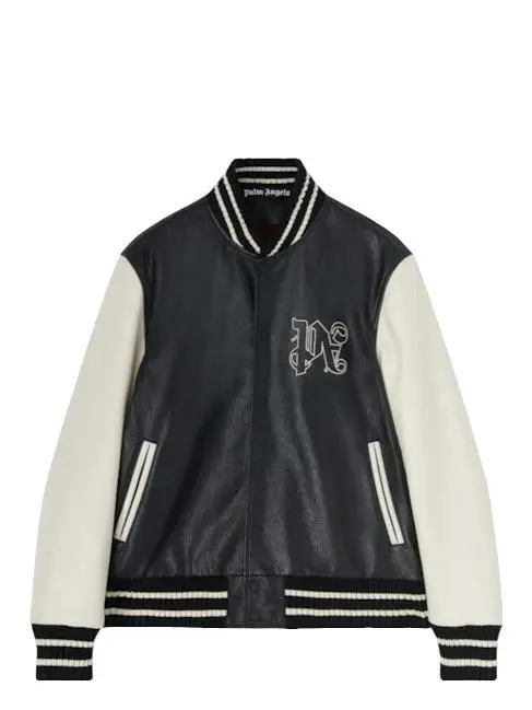 Palm Angels Pa Monogram Classic Varsity Jacket - Black