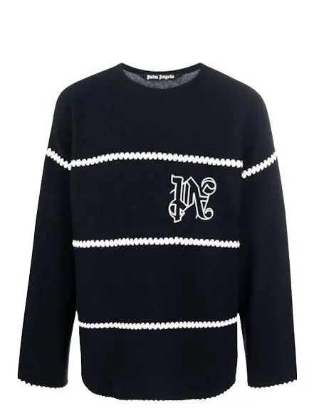 Palm Angels Pa Monogram Striped Sweater - Blue