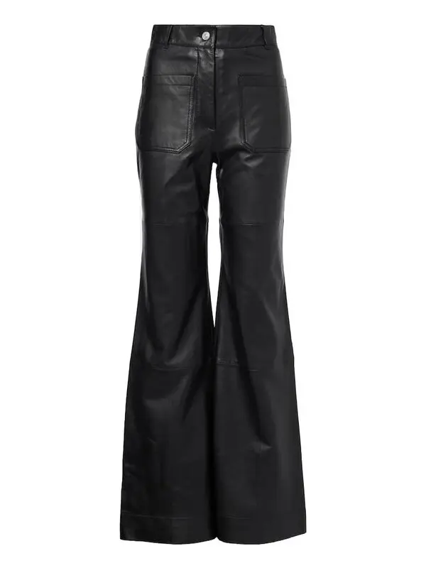 Victoria Beckham Alina High-rise Leather Bootcut Pants - Black