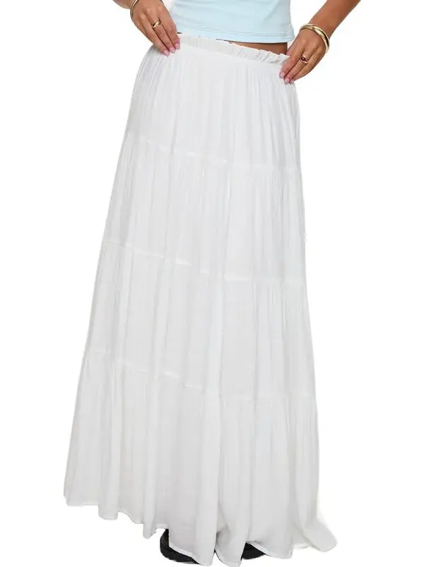 Princess Polly Mya Tiered Maxi Skirt - White