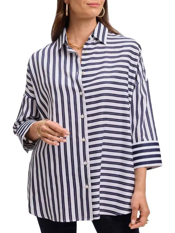 Foxcroft Avery Striped Tunic - Navy/ White