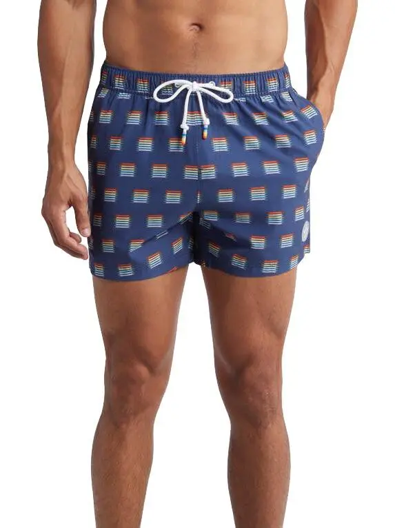 ORIGINAL PENGUIN Print Swim Trunks - Sargasso Sea