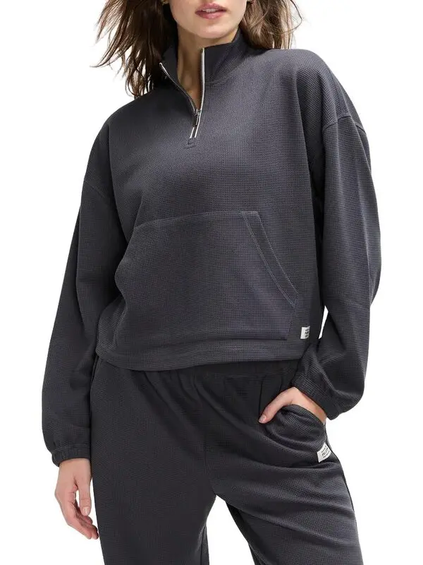 PELOTON Waffle ½ Zip Mock Neck Top - Slate