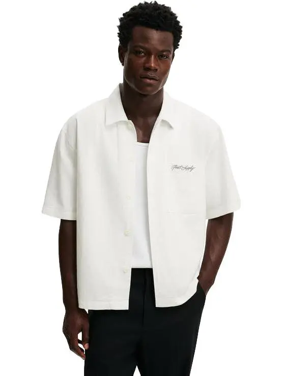 COTTON ON Ventura Short Sleeve Shirt - White Oxford