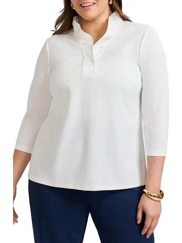 Foxcroft Tammy Crepe Top - Ecru