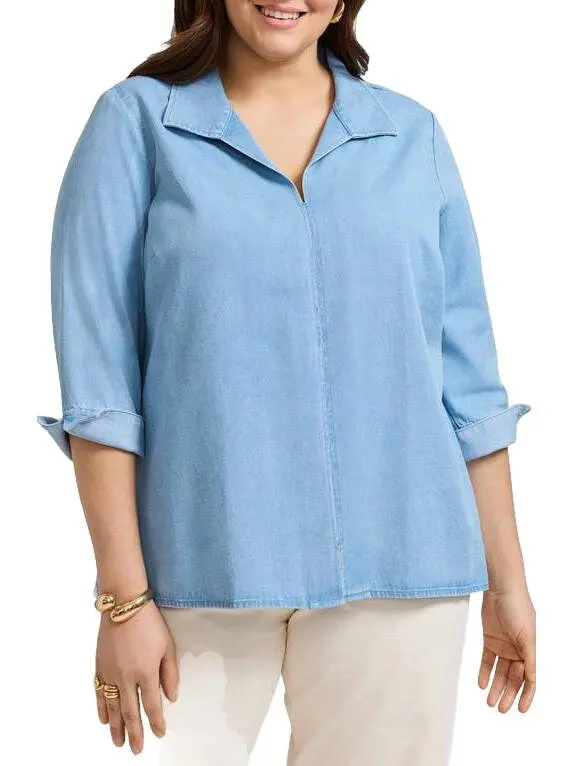 Foxcroft Agnes Denim Shirt - Bleach Wash