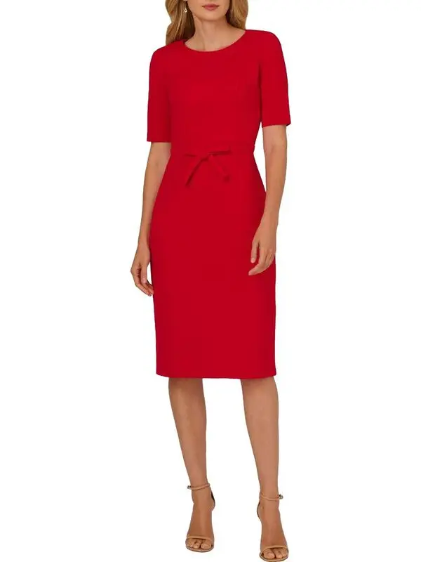 Adrianna Papell Bow Front Sheath Dress - Red