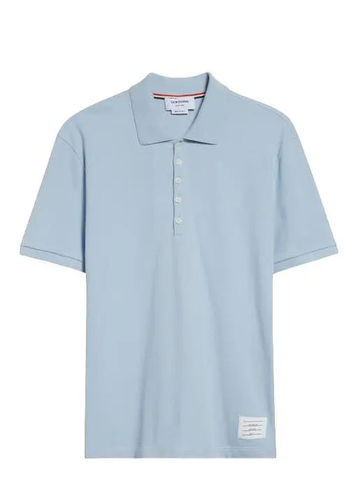 Thom Browne 4-bar Cotton Piqué Polo - Light Blue
