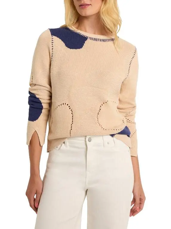 NIC+ZOE Placed Pebble Mix Stitch Sweater - Neutral Multi
