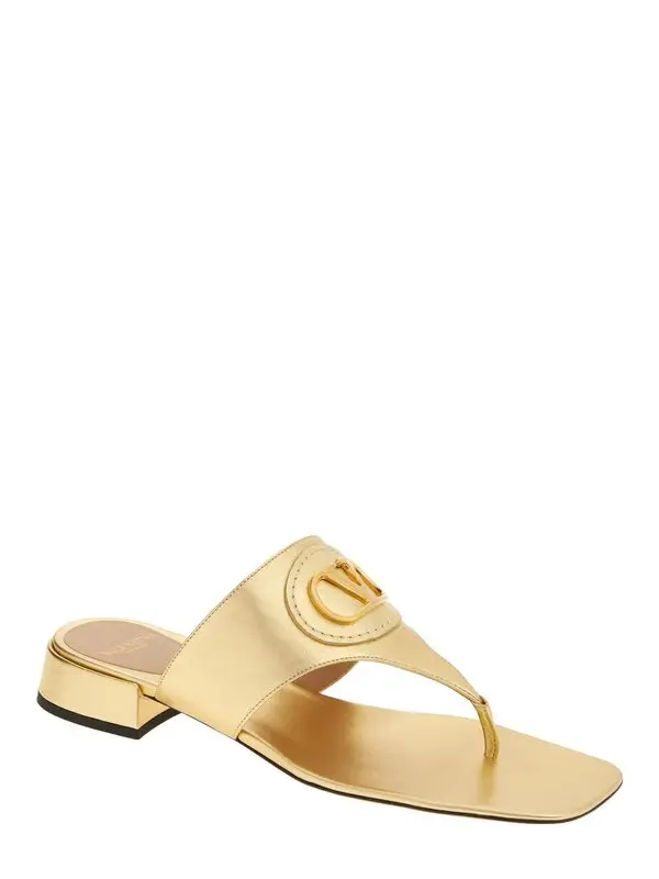 Valentino Garavani Vlogo Leather Sandals - Antique Brass