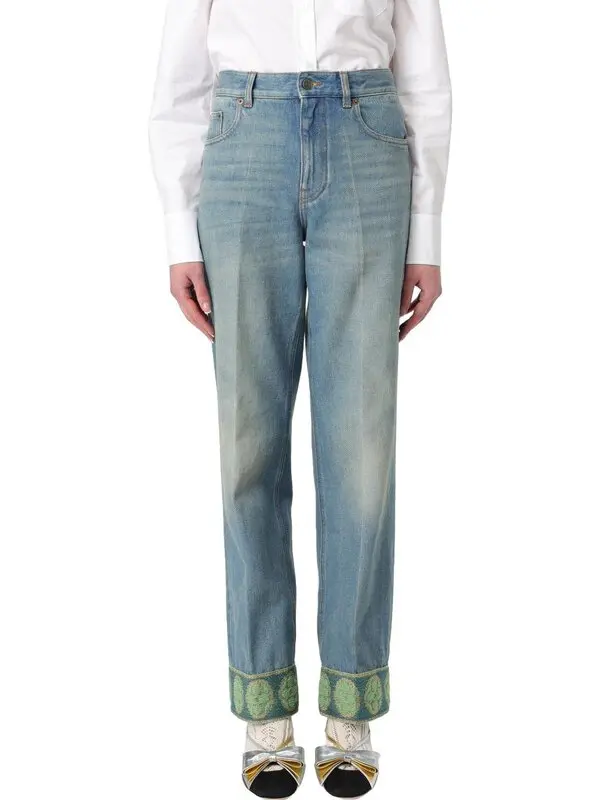 Valentino Garavani Embroidered Cuff Jeans - Blue