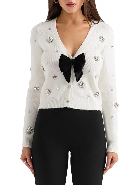 House Of Cb Beaubella Embellished Cardigan - Ivory