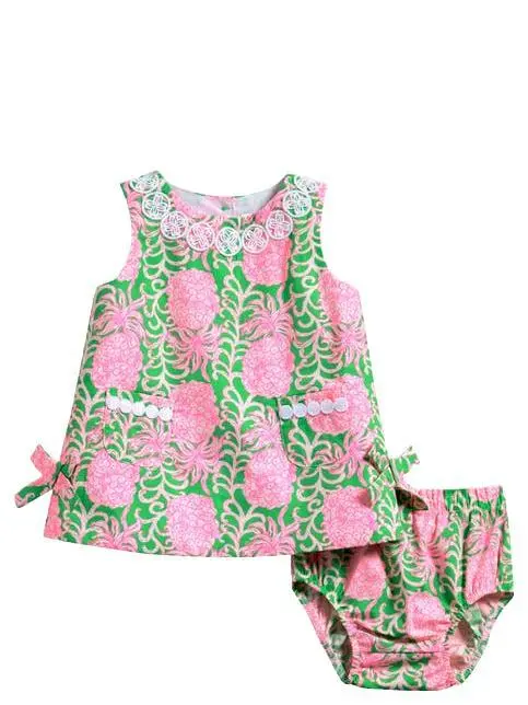 Lilly Pulitzer® Cotton Shift Dress With Bloomers - Fauna Green Pineapple