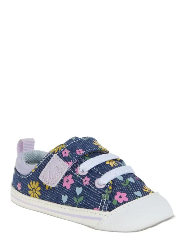 See Kai Run Stevie Floral Print Sneaker - Blue Denim/ Floral