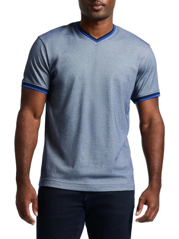 Robert Graham Tipped V-neck T-shirt - Navy