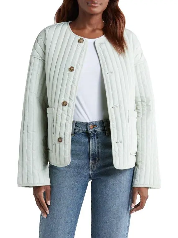 Lucky Brand Reversible Quilted Jacket - Mint And Green Floral