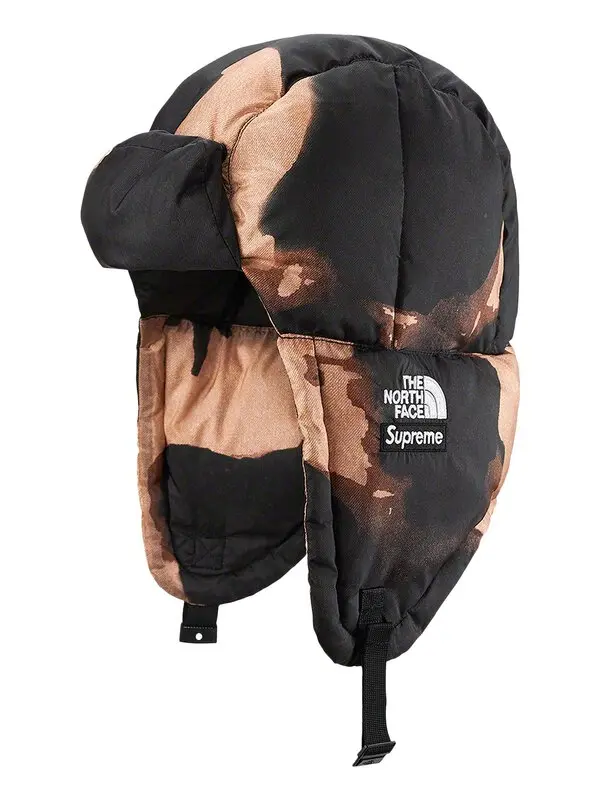 Supreme X The North Face Bleached Denim Print Nuptse Trooper - Black