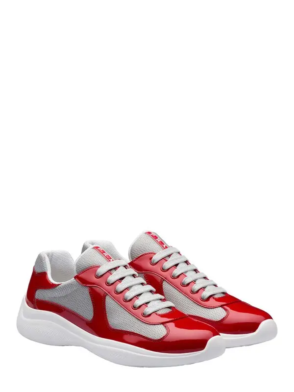 Prada Patent Leather And Technical Fabric America's Cup Sneakers - Red