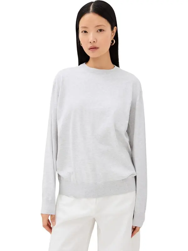 Tibi Fine Gauge Pullover - Light Heather Grey