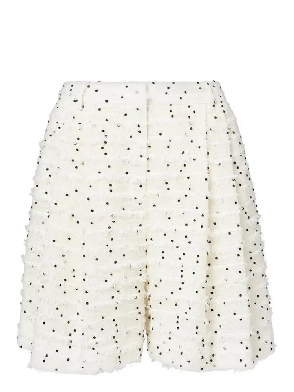 Nina Ricci High-rise Wool-blend Tweed Shorts - White