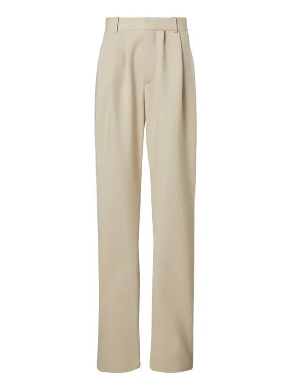 Saint Laurent Pleated Wool Wide-leg Trousers - Beige