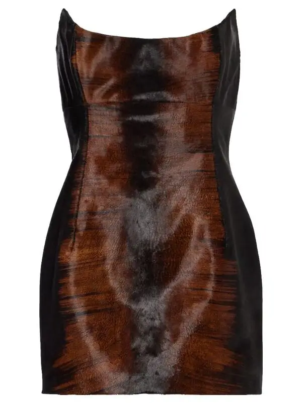 Magda Butrym Calfhair Bustier Dress - Brown
