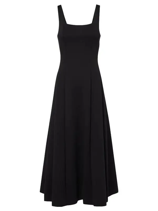 Max Mara Platani Pleated Midi Dress - Black