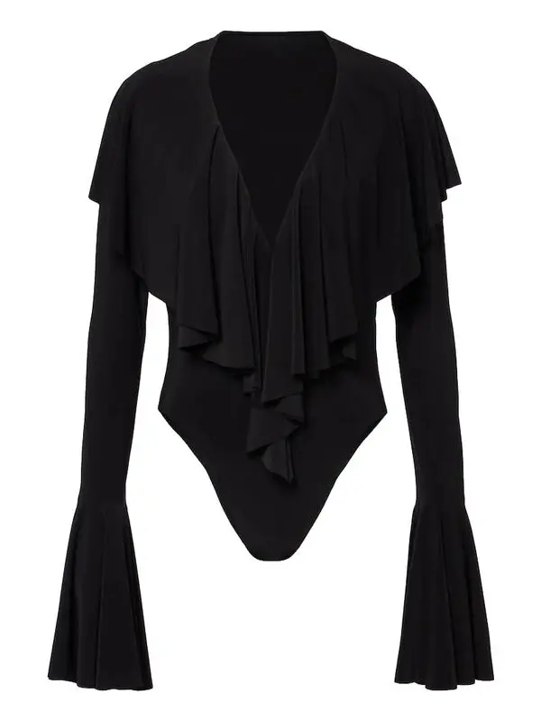 Norma Kamali Ruffled Bodysuit - Black