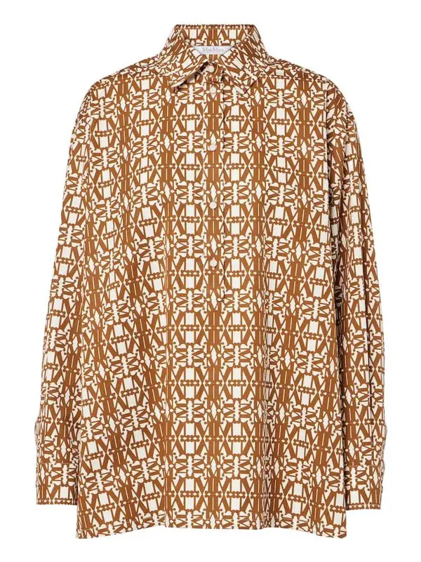 Max Mara Gallura Printed Cotton Shirt - Orange