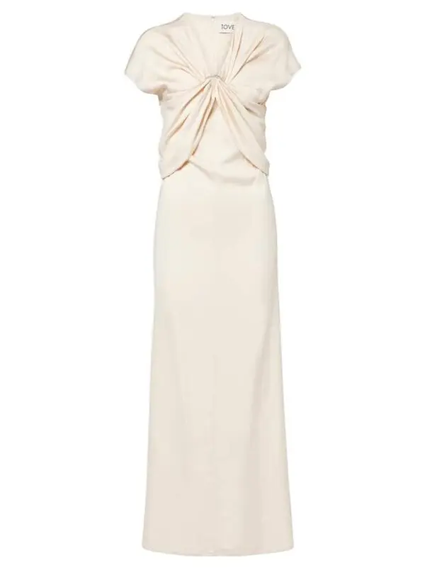 Tove Tova Gathered Crêpe Maxi Dress - White