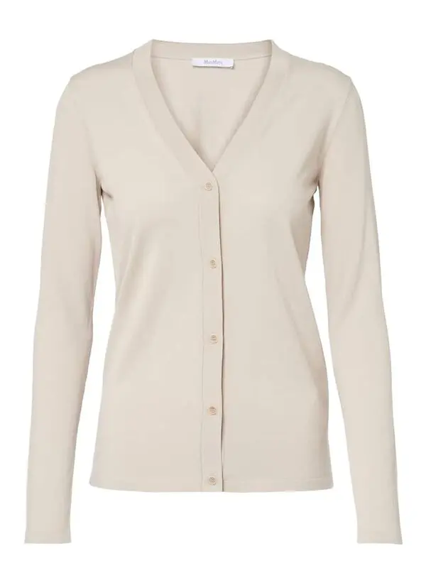 Max Mara Tennis Striped Cotton And Silk Cardigan - Beige