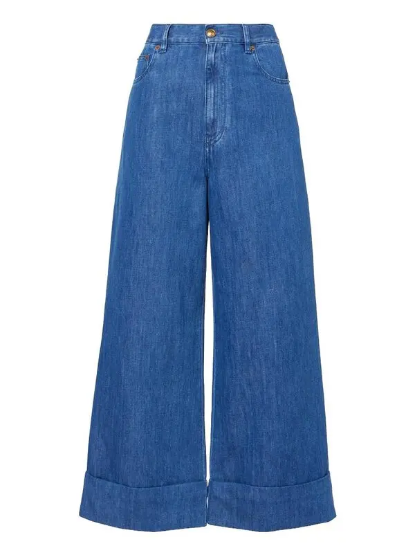 Valentino Garavani High-rise Wide-leg Jeans - Blue