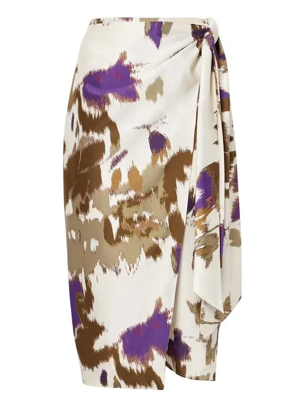 Max Mara Dritto Printed Silk Wrap Skirt - Multicoloured